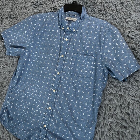 Outerknown | Shirts | Outerknown Shirt Medium Blue White Button Down ...